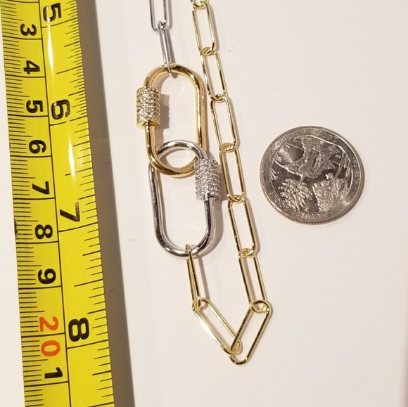 Jewelry | Double Carabiners Paperclip 2 Tone Chain Necklace | Poshmark